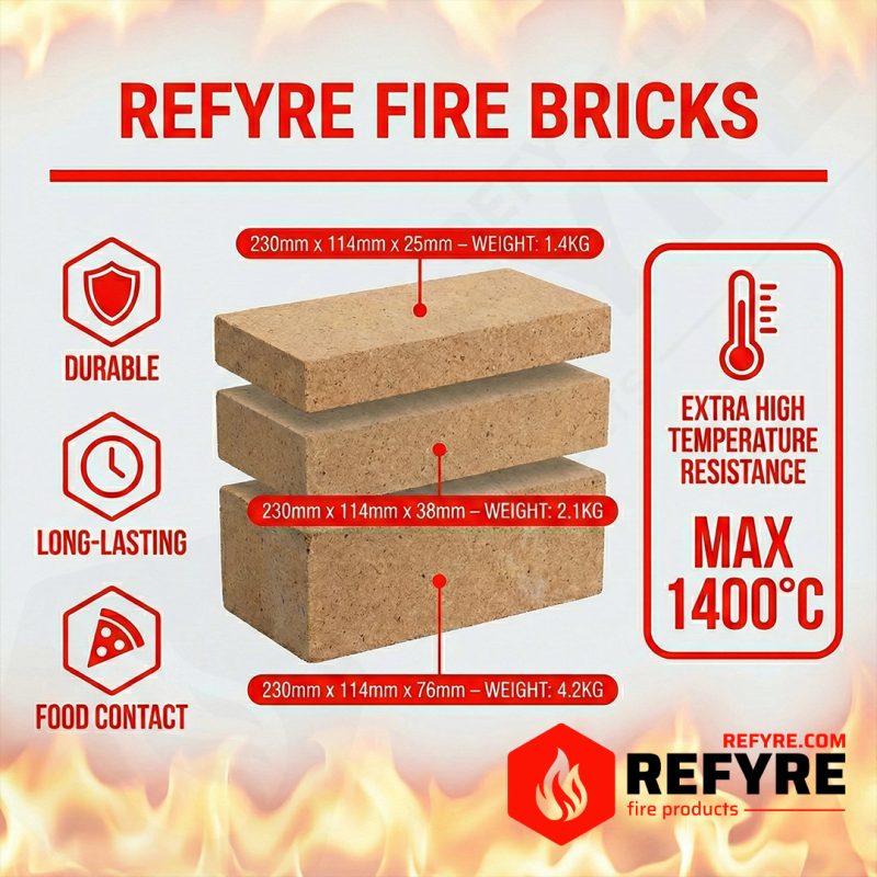 Fire Bricks - 25mm/38mm/76mm - 1400°C | REFYRE Fire Products